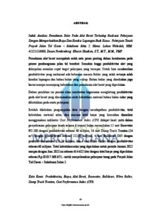 ANALISIS PEMAKAIAN SOLAR PADA ALAT BERAT TERHADAP REALISASI PEKERJAAN DENGAN MEMPERHATIKAN BIAYA ...